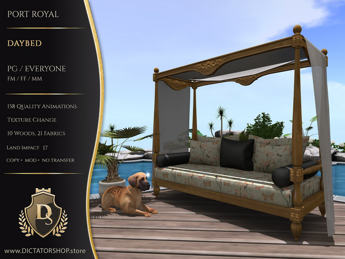 Second Life Marketplace - [Ds] Port Royal - Daybed PG